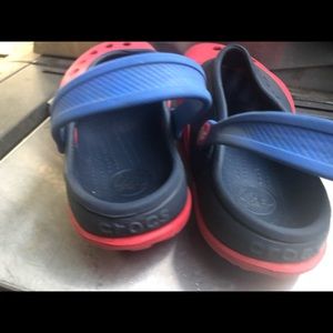 CROCS | Shoes | Crocs Boys Red Blue Clogs Sport Sandals Size J3 | Poshmark